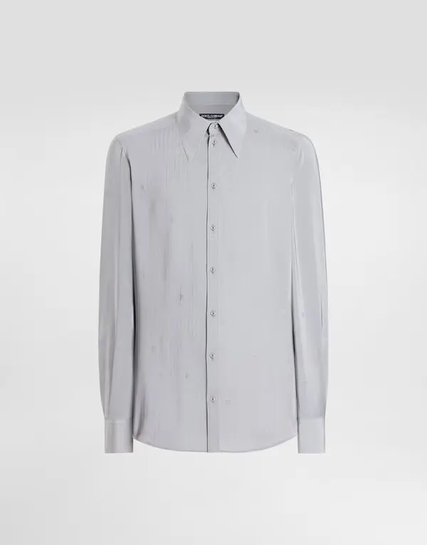 Dolce & Gabbana Gold Shirt In Silk Jacquard Shirts - Grey