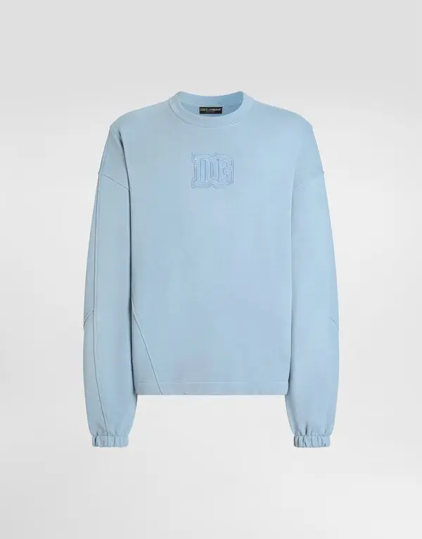 Dolce & Gabbana Treated Cotton Sweatshirt Sweatshirts Light Blue - Azure