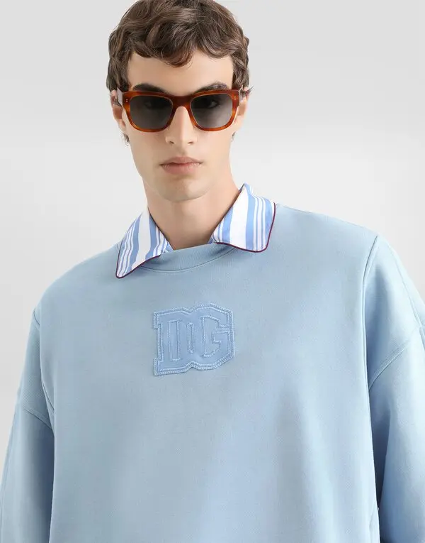 Dolce & Gabbana Treated Cotton Sweatshirt Sweatshirts Light Blue