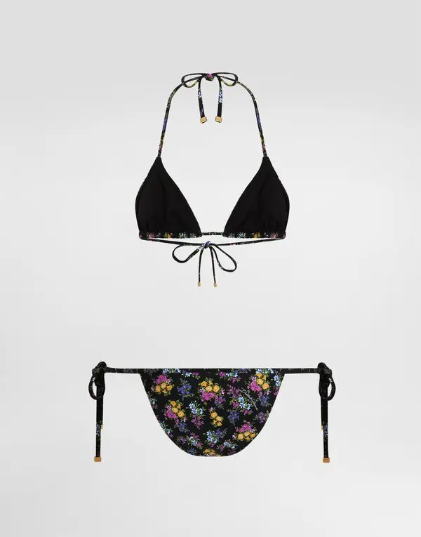 Dolce & Gabbana Small Floral-print Triangle Bikini Swimwear