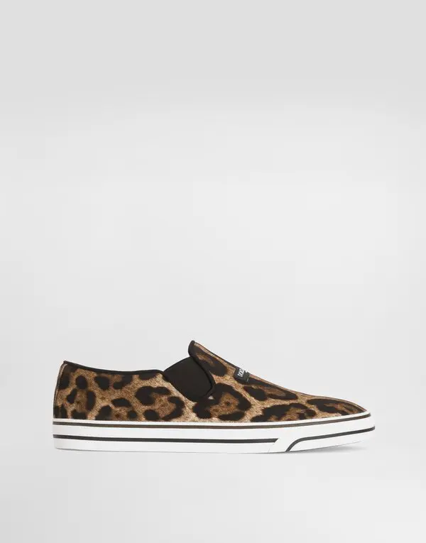 Dolce & Gabbana Leopard Canvas Slip-on Sneakers