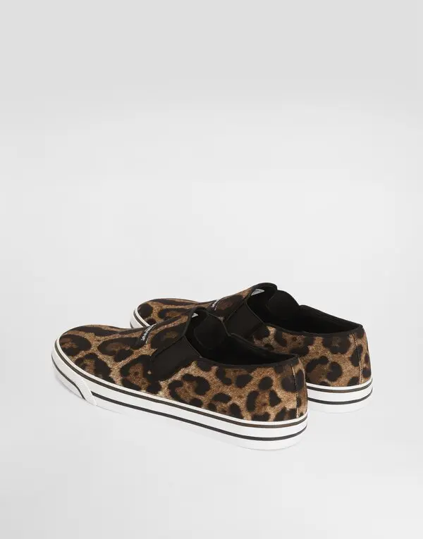 Dolce & Gabbana Leopard Canvas Slip-on Sneakers