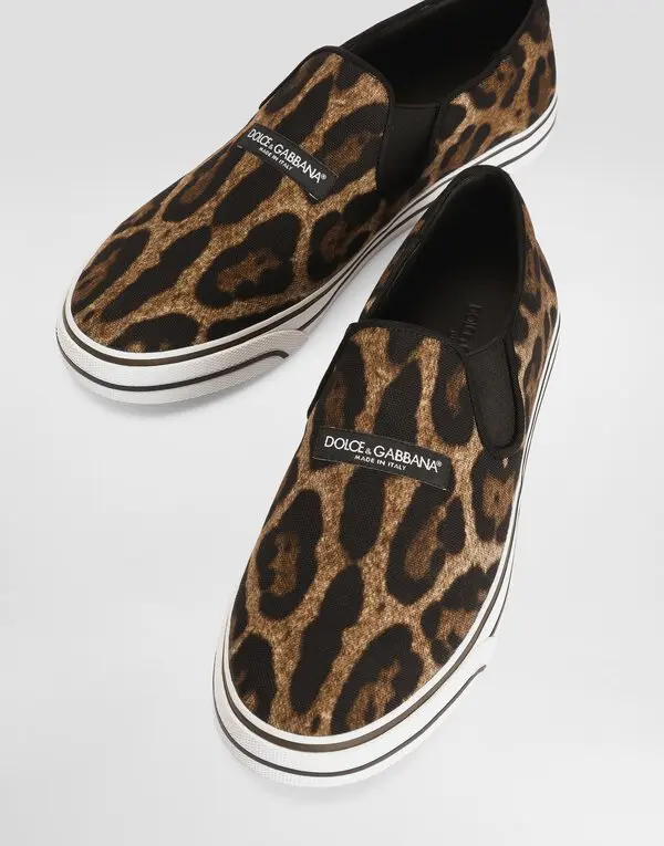 Dolce & Gabbana Leopard Canvas Slip-on Sneakers