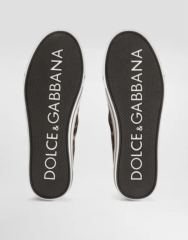 Dolce & Gabbana Leopard Canvas Slip-on Sneakers