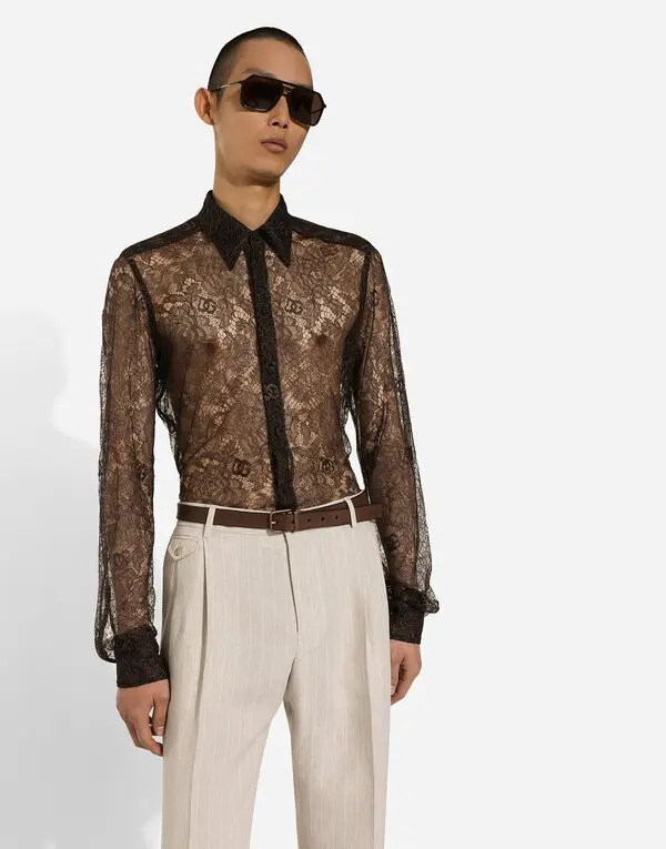 Dolce & Gabbana Chantilly Lace Martini-fit Shirt Shirts Lace