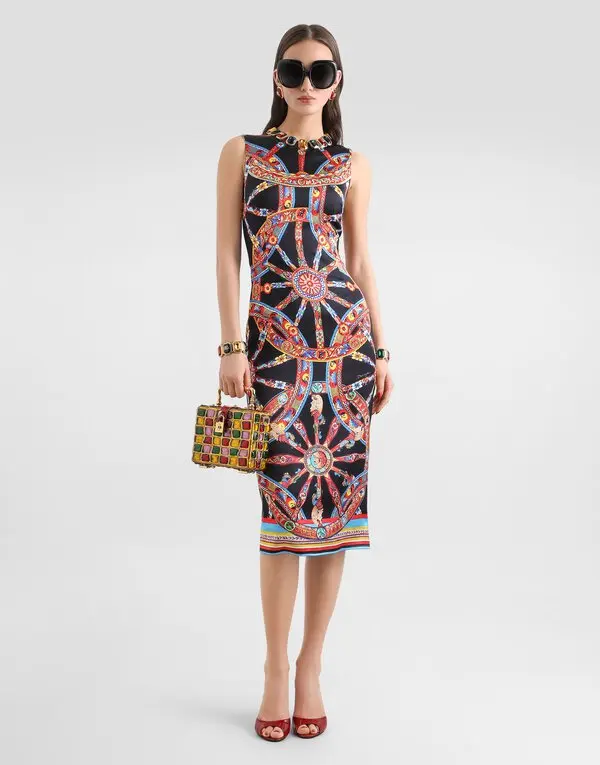 Dolce & Gabbana Carretto-print Satin Dress