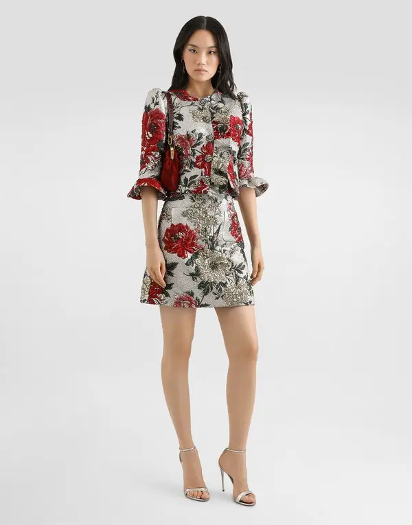 Dolce & Gabbana Floral Jacquard Mini Skirt Skirts Multi-colored