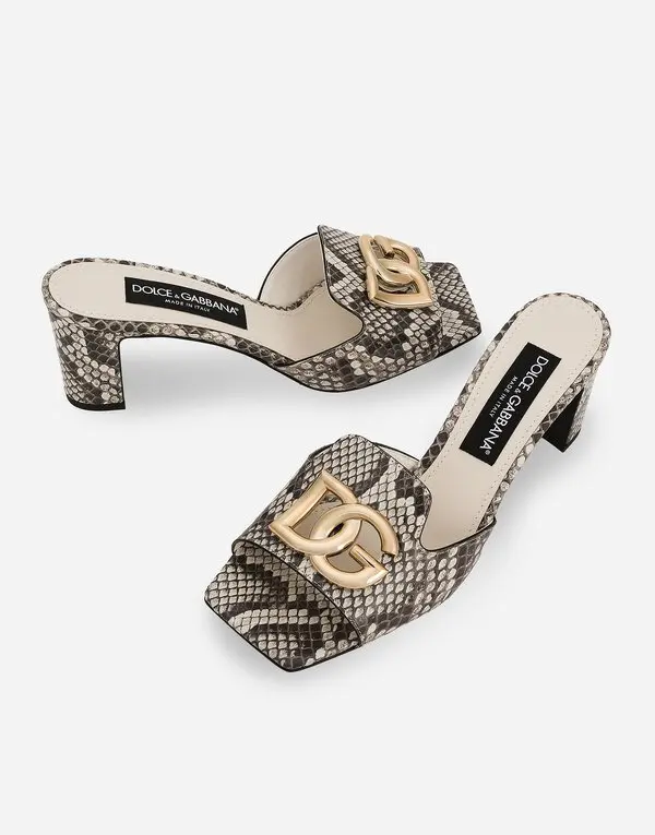 Dolce & Gabbana Python Skin Mules Slides And Mules Gray