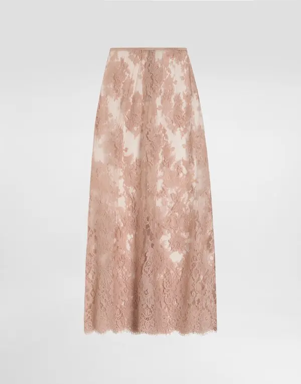 Dolce & Gabbana Chantilly Lace Midi Skirt Skirts - Pink