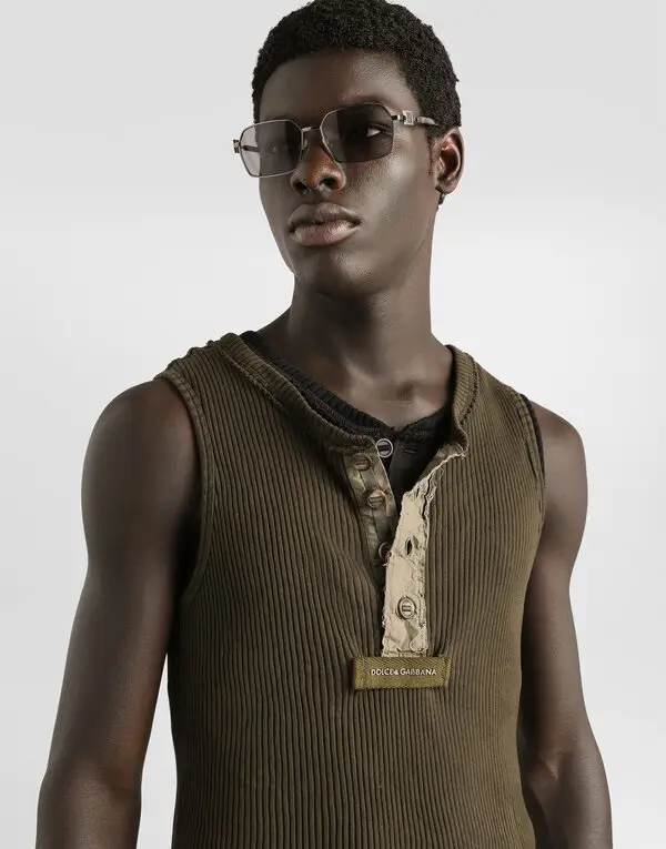 Dolce & Gabbana Ribbed Cotton Tank Top - Grey