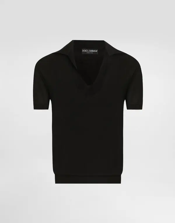 Dolce & Gabbana Cashmere Polo Pullover Sweaters And Cardigans - Black