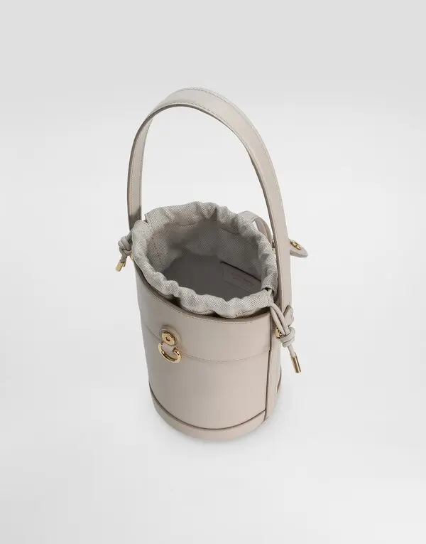 Dolce & Gabbana Capri Bucket Bag In Calfskin And Canvas - Beige