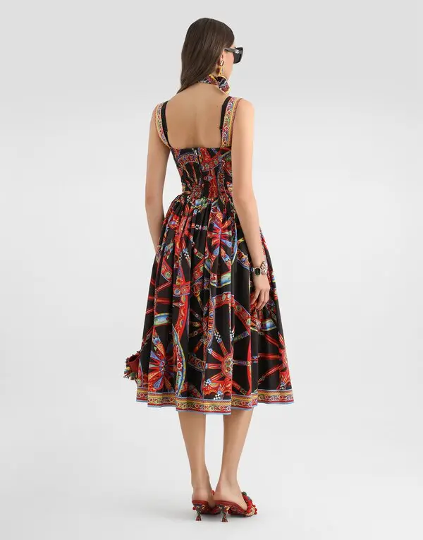 Dolce & Gabbana Carretto-print Poplin Long Dress
