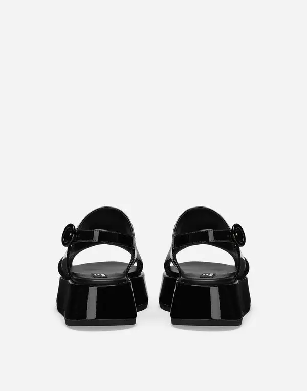 Dolce & Gabbana Patent Leather Sandals - Black