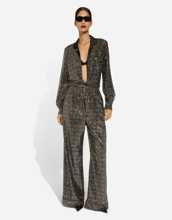 Dolce & Gabbana Sequined Pajama Pants Pants And Shorts Multi-colored