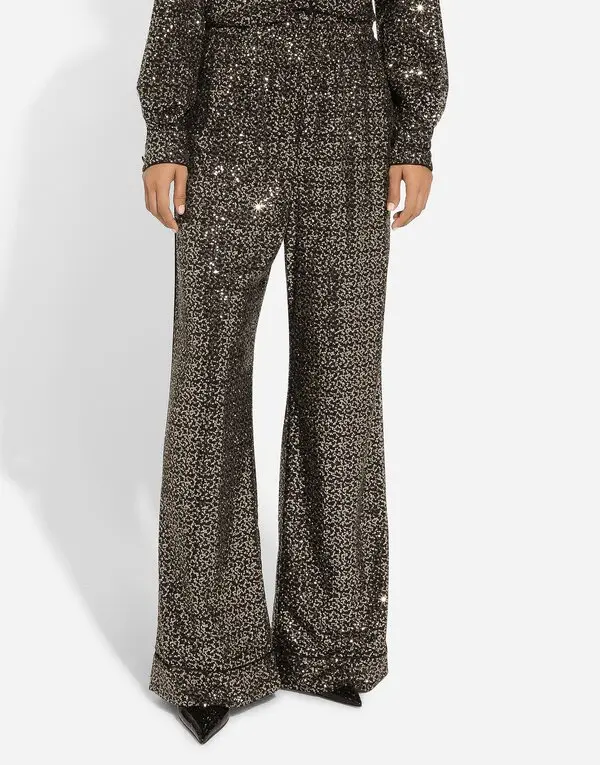 Dolce & Gabbana Sequined Pajama Pants Pants And Shorts Multi-colored