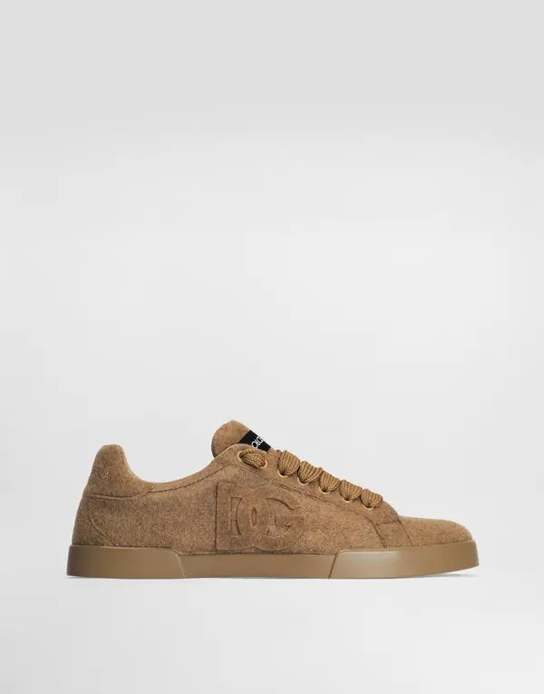 Dolce & Gabbana Carretto-print Canvas Sneakers - Beige