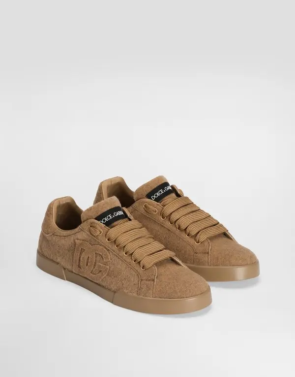 Dolce & Gabbana Carretto-print Canvas Sneakers - Beige