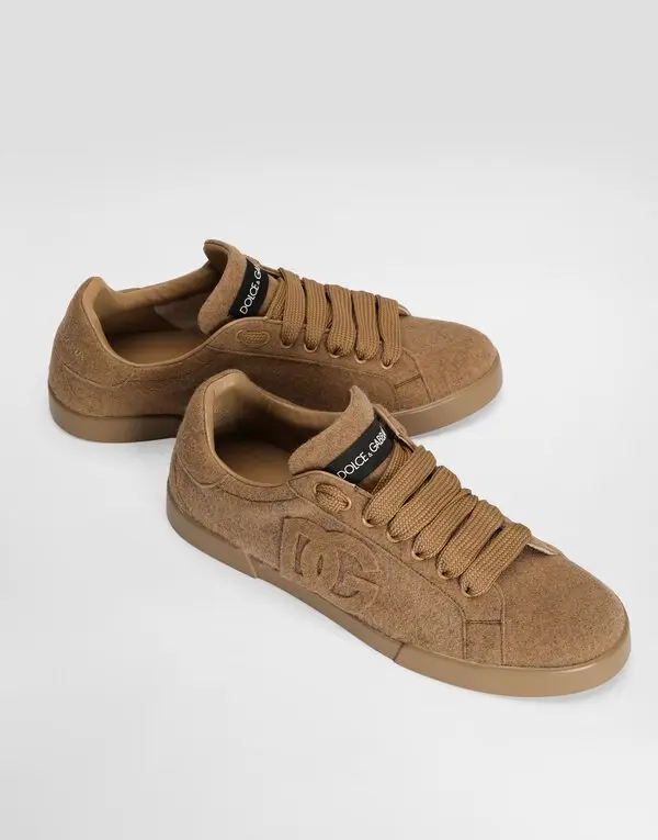 Dolce & Gabbana Carretto-print Canvas Sneakers - Beige