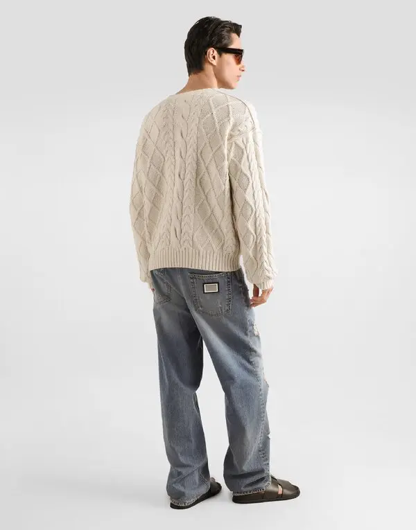 Dolce & Gabbana Pullover With Interwoven Pattern Sweaters And Cardigans