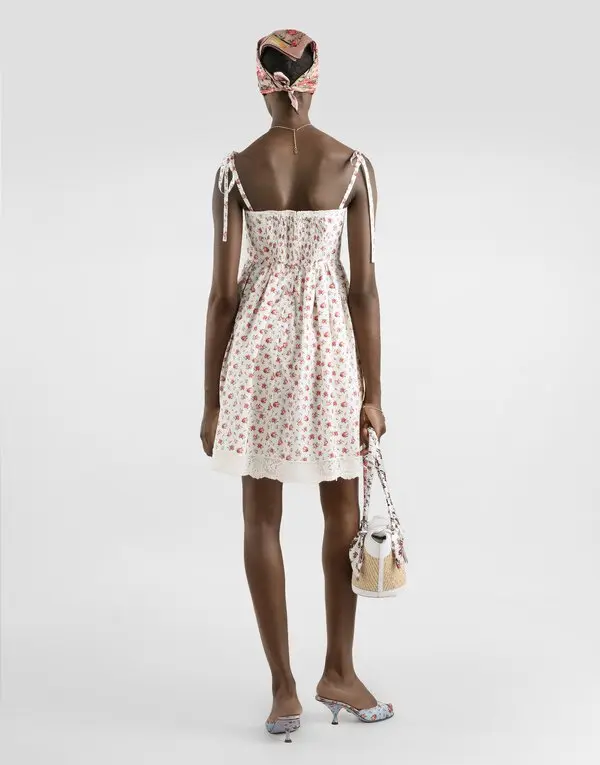 Dolce & Gabbana Rose-print Poplin Dress - Multicolor