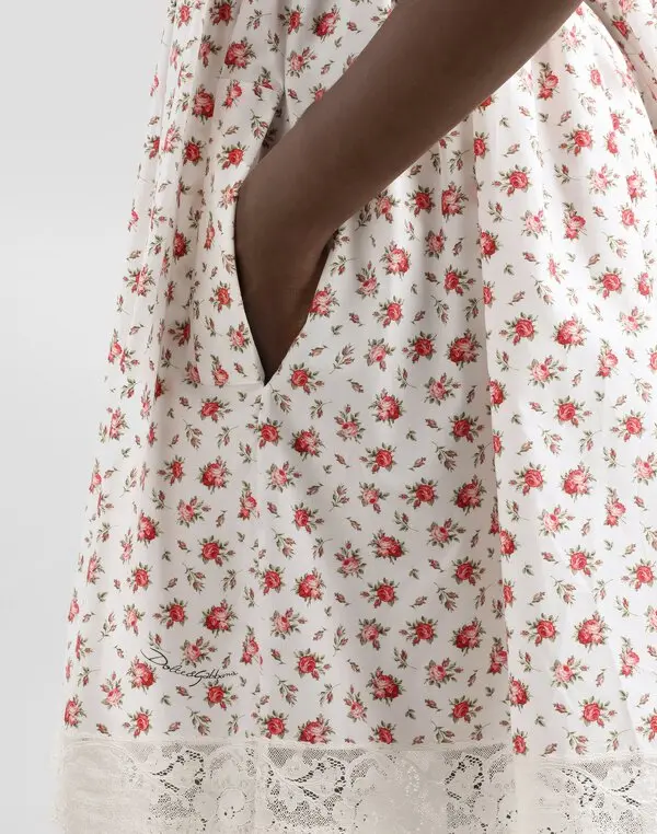 Dolce & Gabbana Rose-print Poplin Dress - Multicolor