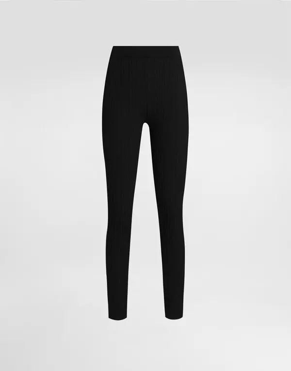 Dolce & Gabbana Ribbed Wool Leggings Pants And Shorts - Black