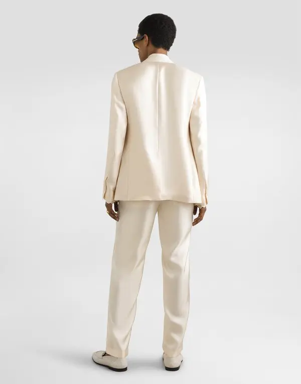 Dolce & Gabbana Sicilia Light Single-breasted Silk Twill Jacket Suits And Blazers - Beige