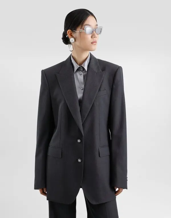 Dolce & Gabbana Oversize Woolen Jacket Blazers Gray