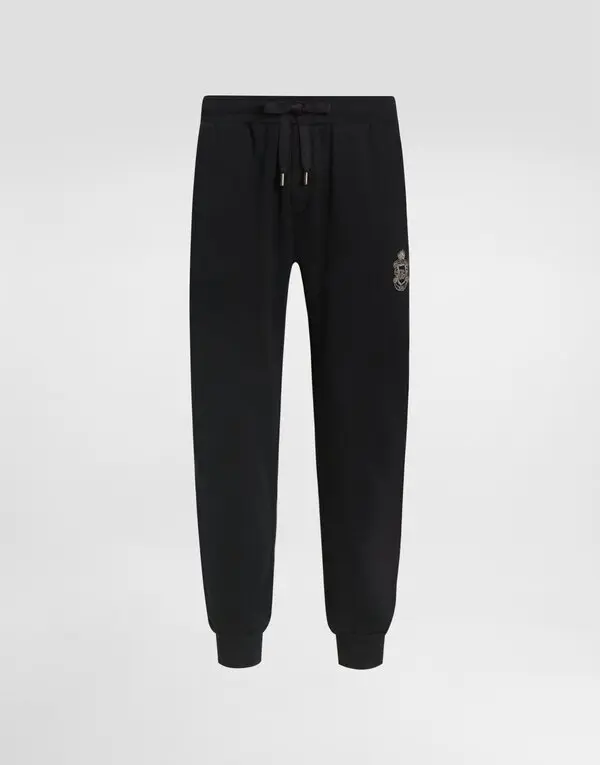 Dolce & Gabbana Jersey Trousers With Heraldic Patch - Blue