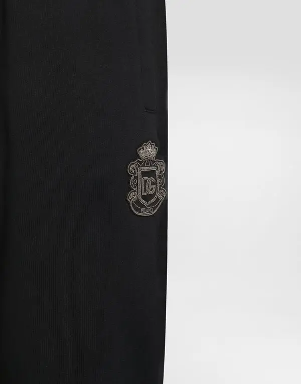Dolce & Gabbana Jersey Trousers With Heraldic Patch - Blue