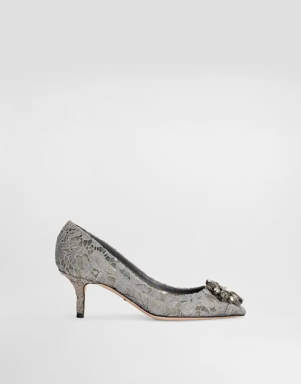 Dolce & Gabbana Pump In Taormina Lace With Crystals Pumps And Slingback Gray Lace - Grey
