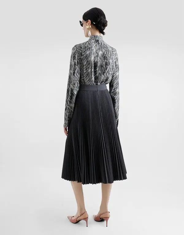 Dolce & Gabbana Pleated Woolen Calf-length Circle Skirt