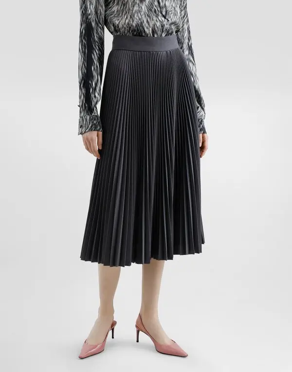 Dolce & Gabbana Pleated Woolen Calf-length Circle Skirt