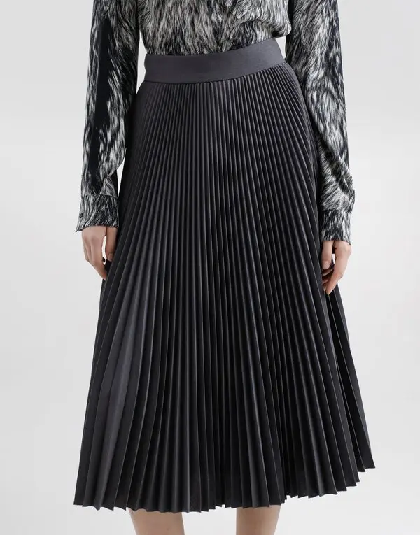 Dolce & Gabbana Pleated Woolen Calf-length Circle Skirt