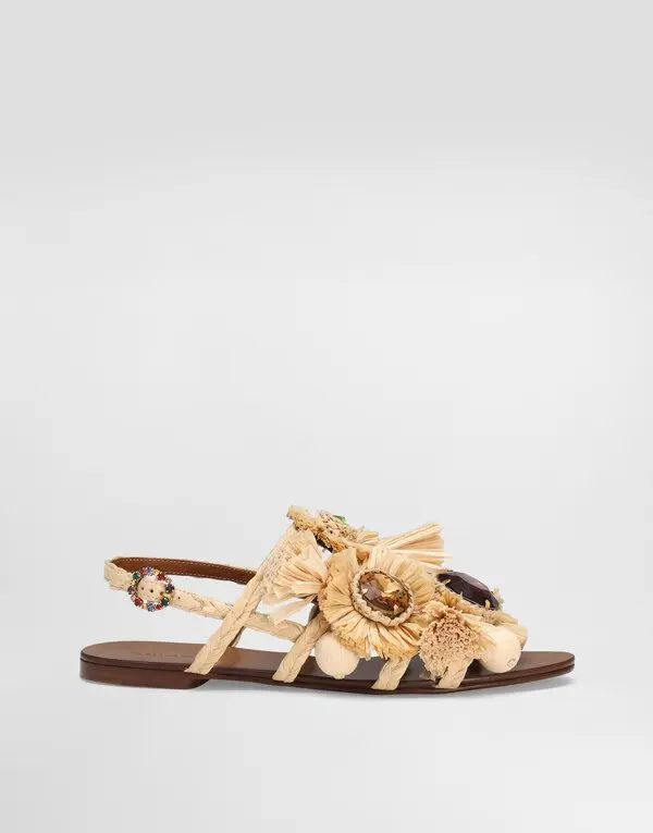 Dolce & Gabbana Braided Rafia Flip-flops Flat Shoes