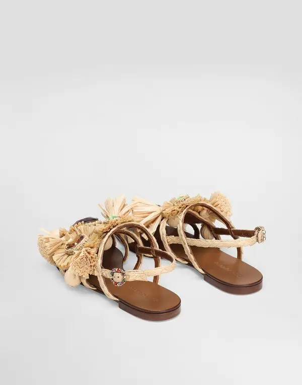 Dolce & Gabbana Braided Rafia Flip-flops Flat Shoes