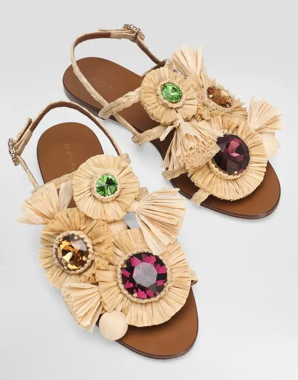 Dolce & Gabbana Braided Rafia Flip-flops Flat Shoes