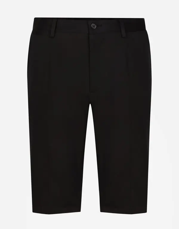 Dolce & Gabbana Stretch Cotton Shorts With Dg Patch Pants And Shorts Cotton - Blue