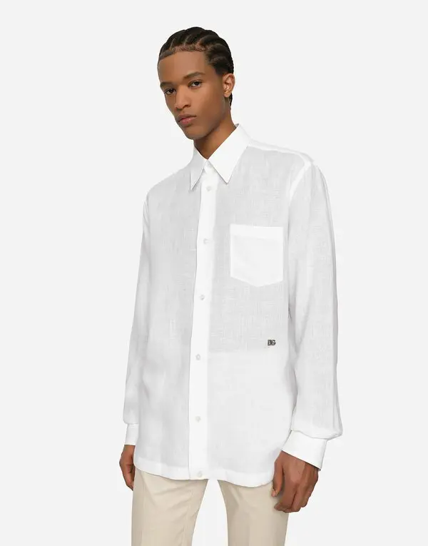 Dolce & Gabbana Linen Hawaiian Shirt With Dg Hardware Shirts Linen