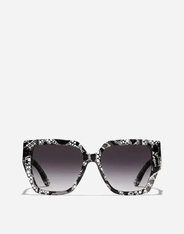 Dolce & Gabbana Lace Acetate Cat Eye Sunglasses - Black