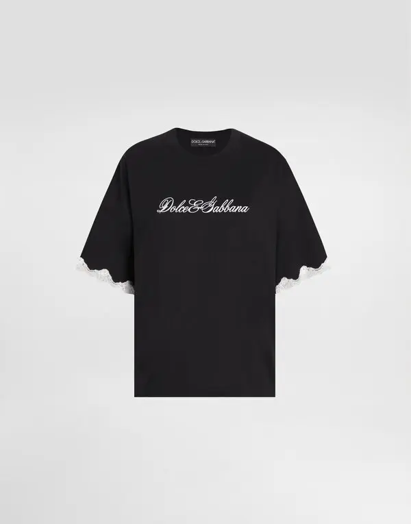 Dolce & Gabbana Jersey T-shirt With Embroidery T-shirts And Sweatshirts - Black