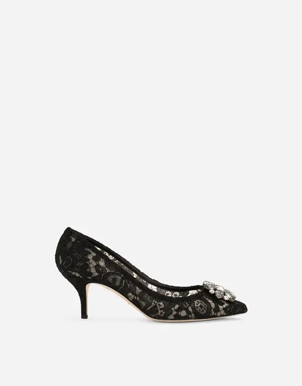 Dolce & Gabbana Lace Rainbow Pumps With Brooch Detailing Pumps And Slingback Lace - Black