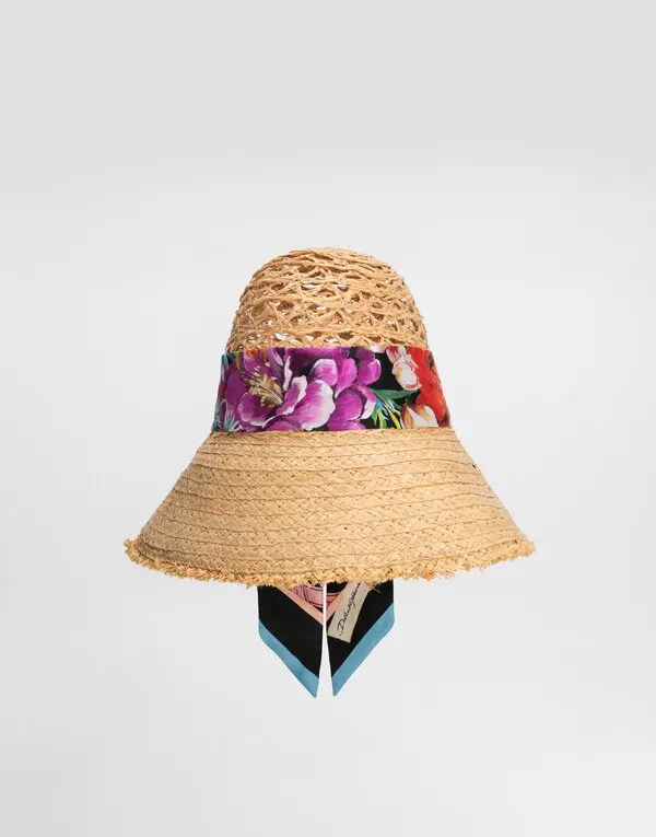 Dolce & Gabbana Straw Hat With Bandeau Scarf Hats And Gloves Multi-colored - Multicolor