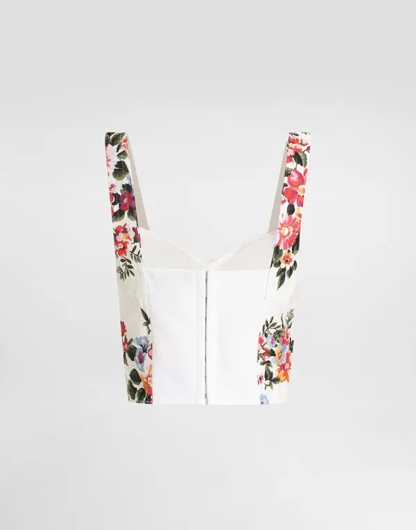 Dolce & Gabbana Floral Print Cotton Bustier Top - Multicolor