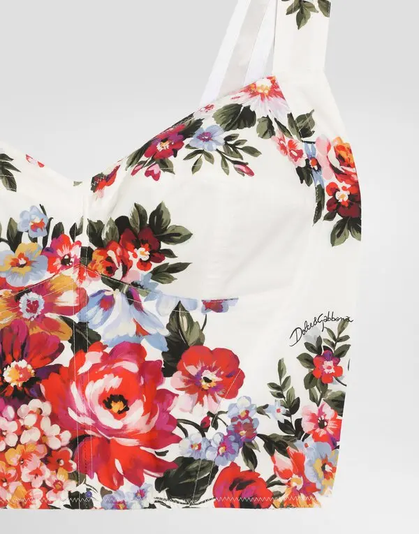 Dolce & Gabbana Floral Print Cotton Bustier Top - Multicolor