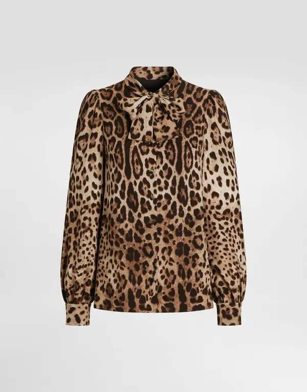 Dolce & Gabbana Leo- Silk Charmeuse Shirt Shirts And Tops Animal Silk - Print
