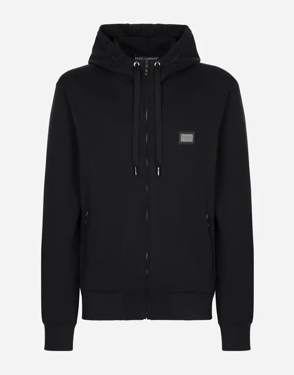 Dolce & Gabbana Jersey Zip-up Hoodie Sweatshirts Cotton - Blue