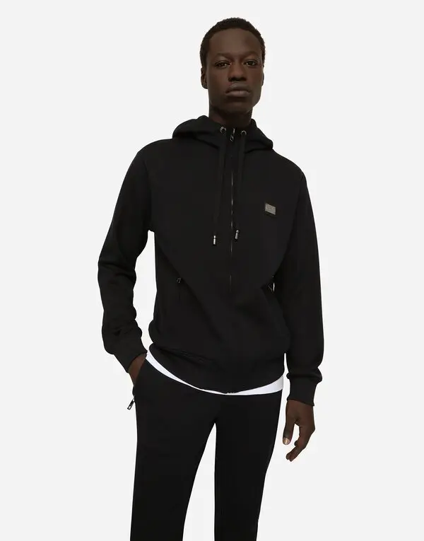 Dolce & Gabbana Jersey Zip-up Hoodie Sweatshirts Cotton - Blue