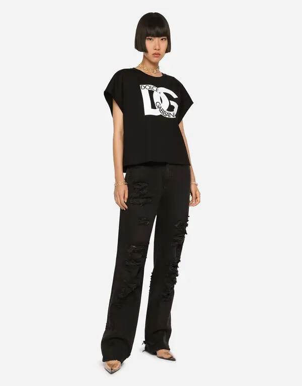 Dolce & Gabbana Flared Jeans With Ripped Details Denim And Jeans Multi-colored